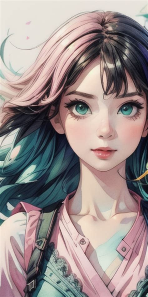 Anime Girl With Wavy Brown Hair And Green Eyes