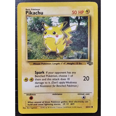 Jungle Pikachu 60 64 1999 Jungle Single Card ︳100 Original And Authentic
