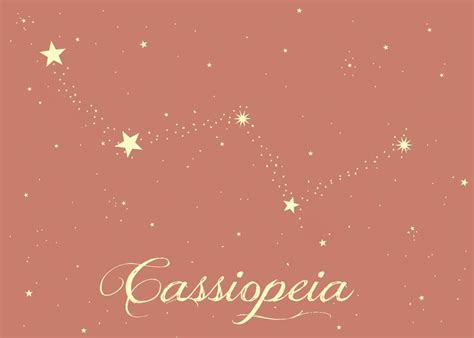 Cassiopeia Constellation In Cursive On Pink Background