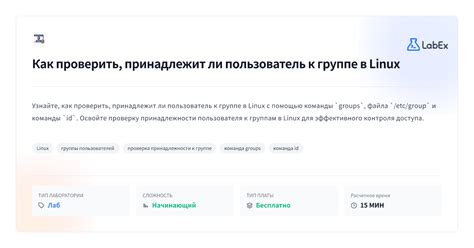 Как проверить принадлежит ли пользователь к группе в Linux Labex