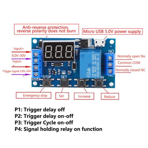 Relay Board Cycle Timing Circuit Switch Timer Delay Trigger Module 6‑30v Micro Usb 5v Jz‑801