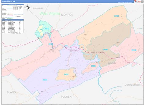 Giles County Va Wall Map Color Cast Style By Marketmaps Mapsales