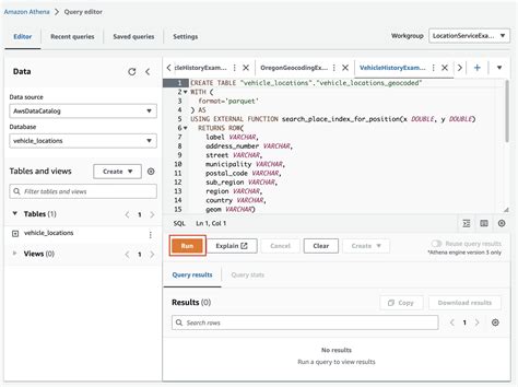 analyzing vehicle fleet location data from a data lake with aws map
