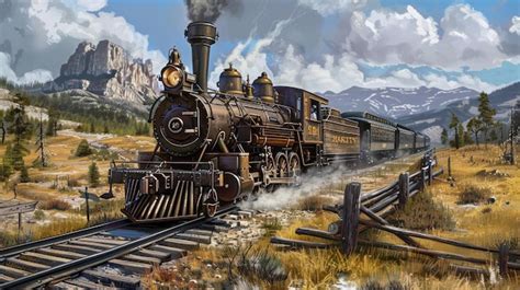 A Majestic Steam Locomotive Chugging Through The Wild West Premium Ai