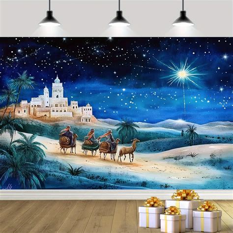 1pc Nativity Scene Christmas Background Banner Three Wise Mens