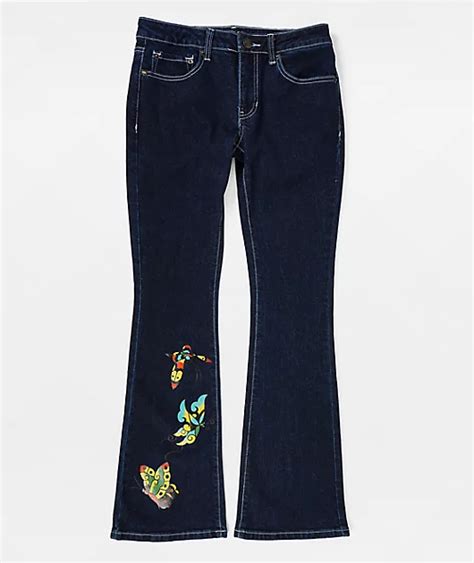 Ed Hardy Butterfly Dark Blue Bootcut Jeans Zumiez