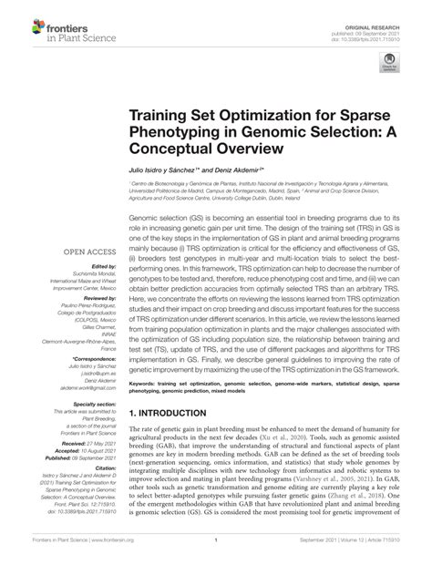 Pdf Training Set Optimization For Sparse Phenotyping In Genomic