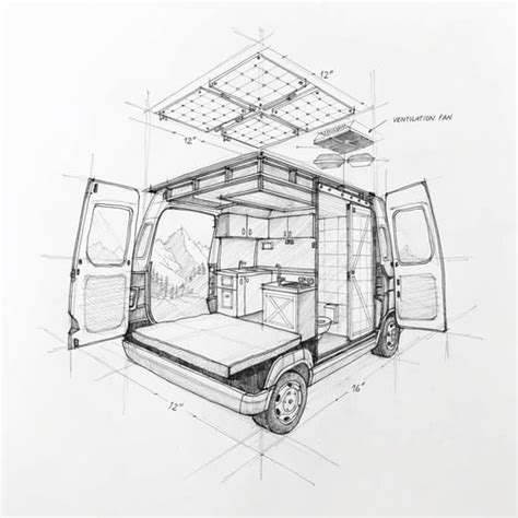 Free Camper Conversion Sketch Image Camper Van Sketch Download At