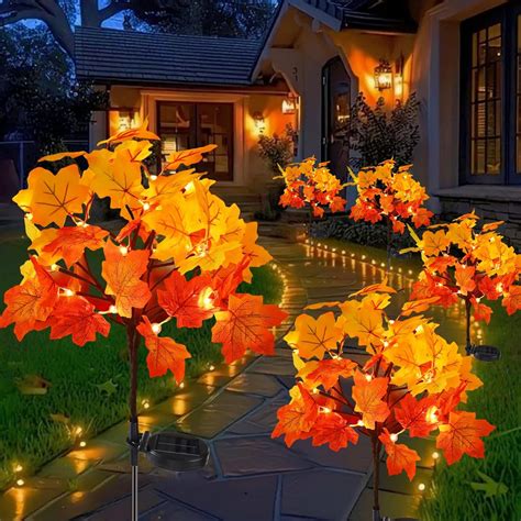 Dolunvo 2pack Fall Solar Lights Outdoor Waterproof 40led 80