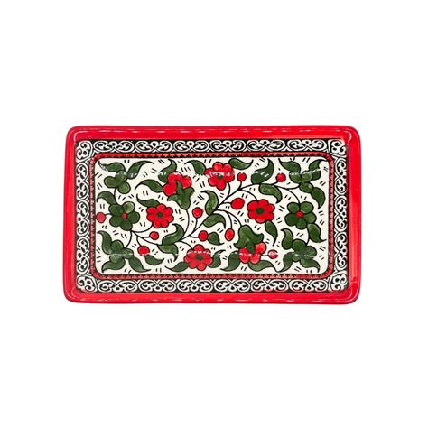 Ceramic Rectangular Dish 7” Red And Green Shop Palestine