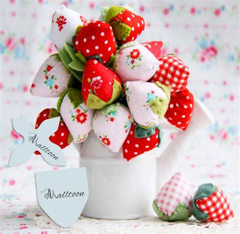 Cute Fabric Strawberry Sewing Template Instructions Included
