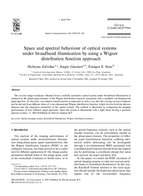 Pdf Space And Spectral Behaviour Of Optical Systems Under Broadband