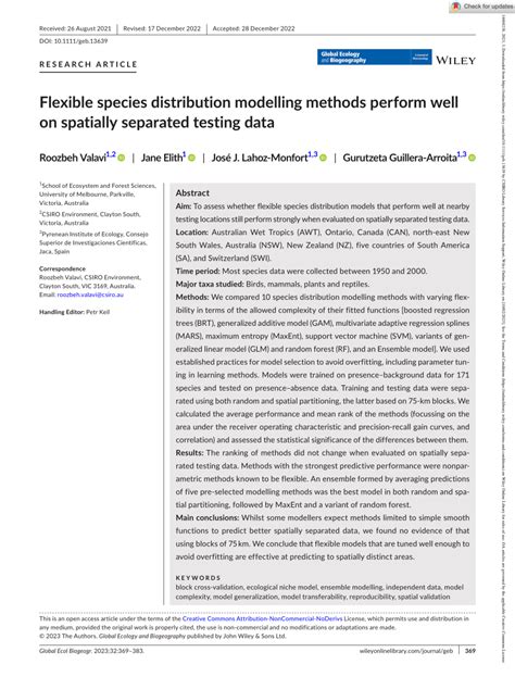 Pdf Flexible Species Distribution Modelling Methods Perform Well On
