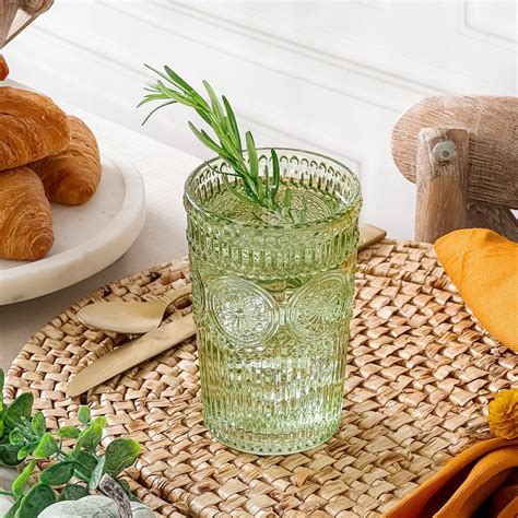 Vintage Inspired Pressed Glass Drinkware Set Of 2 Copper Pot