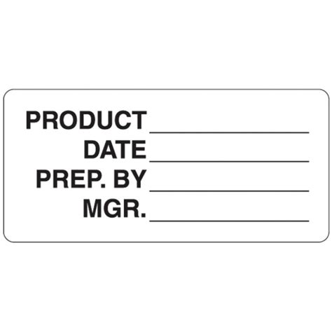 White Removable Prep Label Black Imprint 4l X 2h