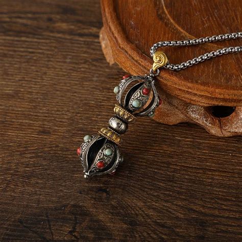 Tibetan Dorje Vajra Pendant Necklace Meditation Prayer Amulet Etsy