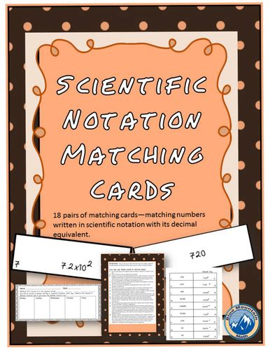 Scientific Notation Matching Card Set Teaching Resources