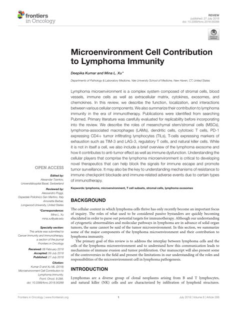 Pdf Microenvironment Cell Contribution To Lymphoma Immunity