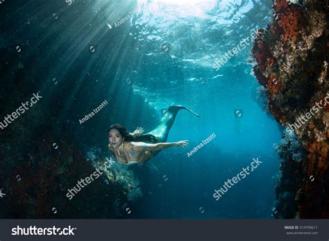 Mermaid Swimming Underwater