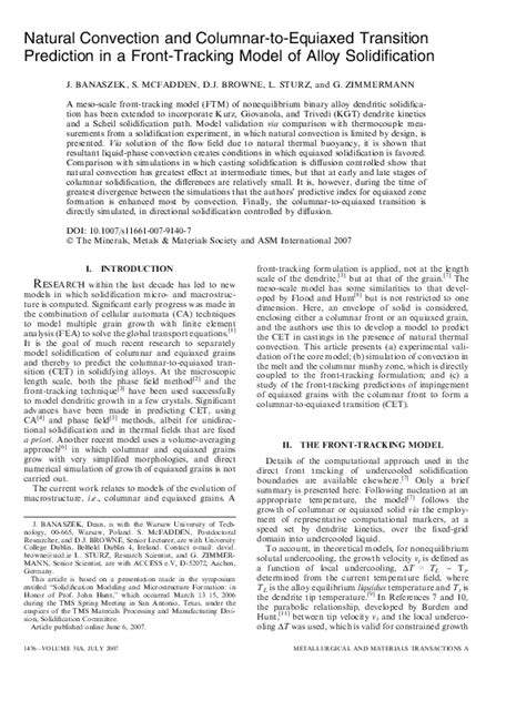 pdf natural convection and columnar to equiaxed transition prediction