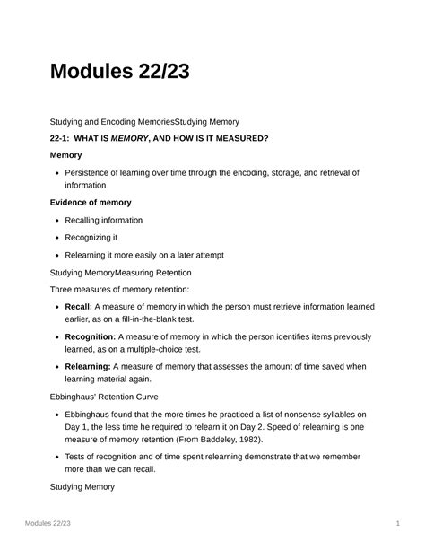 Modules 2223 In Class Lecture Notes Over Readings Not Worth Points