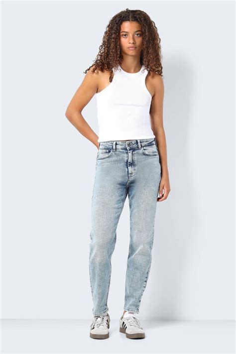 Noisy May Cropped High Waist Straight Fit Jeans Nmmoni Light Blue Wehkamp