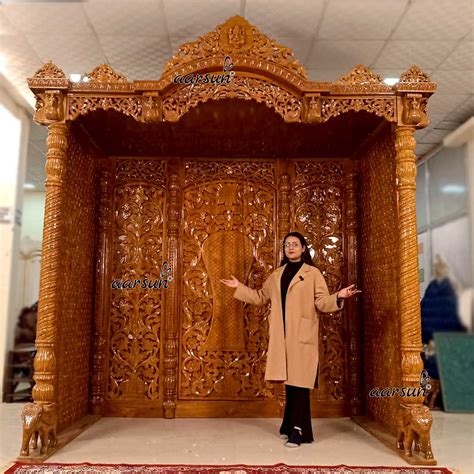 Large Size Pooja Temple Teak Wood Export Quality Brand Aarsun