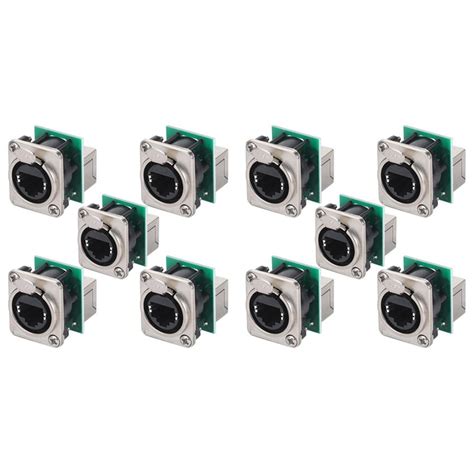 2x Ethercon Rj45 Chassis Socketd N8fdp Feedpass Panel Mount Jackd