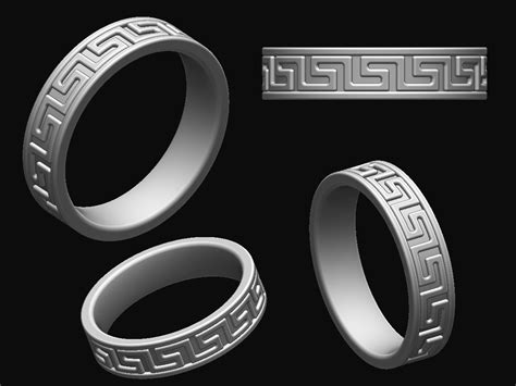 Stl File Versace Ring Silver Chunky Greek Keey Band Gold Print・3d Print Design To Download・cults