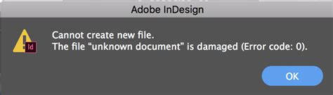 error code 0 often can t save as indesign document adobe indesign
