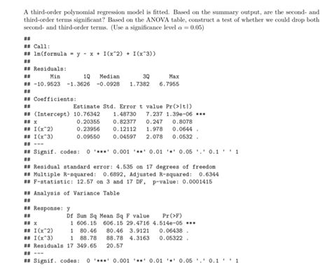 Solved A Third Order Polynomial Regression Model Is Fitted
