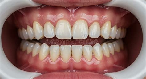Dental Exam Open Mouth Showing Teeth With Dental Retractor For Oral