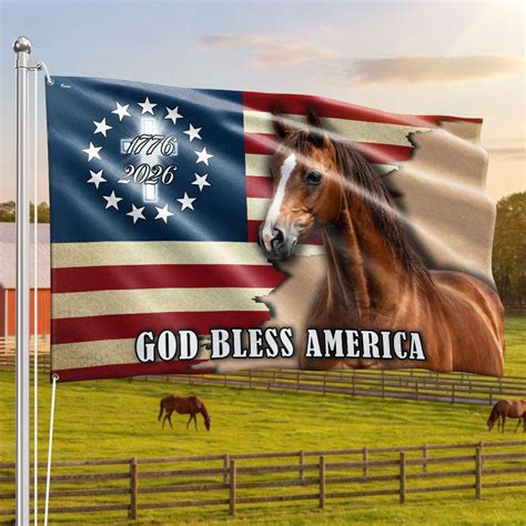 God Bless America Flag 1776 2026 Patriotic Horse Grommet Flag Flagwix