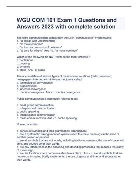 Wgu Com 101 Exam 1 Questions And Answers 2023 With Complete Solution Wgu Com 101 Stuvia Us