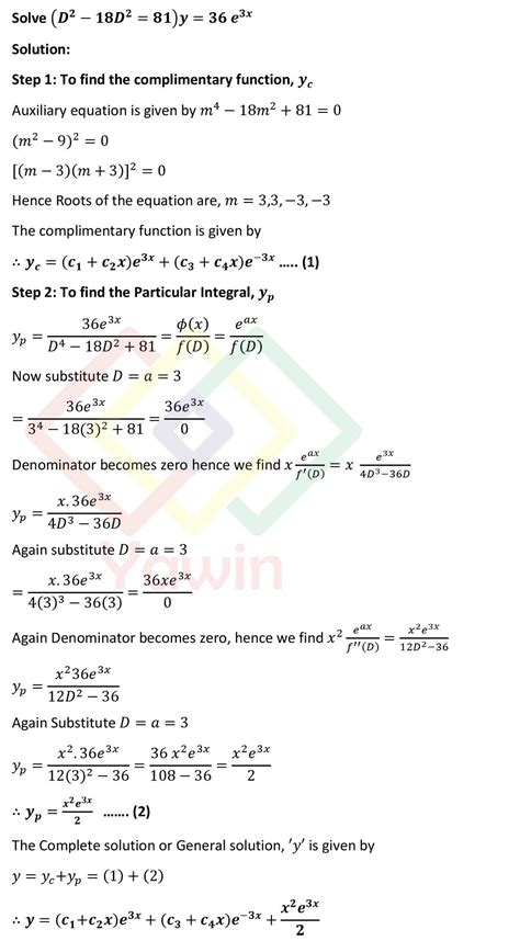 Solve D4 18d281y36 E3x Using Non Homogenous Linear