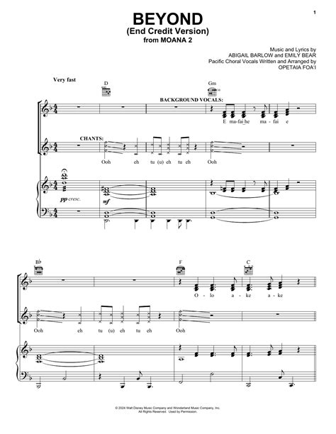 Download Beyond Aulii Cravalho Piano Vocal And Guitar Sheet Music