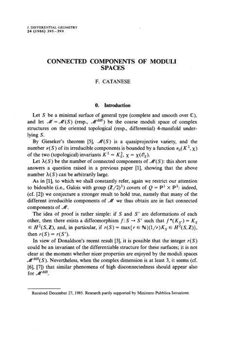 Pdf Connected Components Of Moduli Spaces