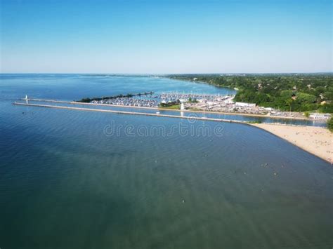 Lakeside Park Beach Aerial Summer St Catharines Port Dalhousie Stock