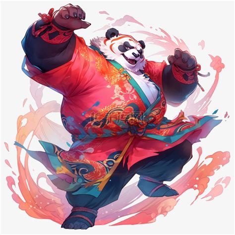 拟人化熊猫穿着戏服手绘元素素材图片免费下载 千库网