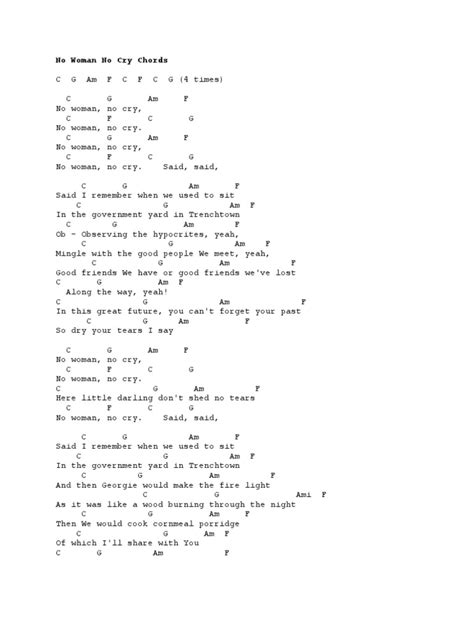 No Woman No Cry Chords