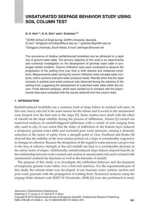 PDF Unsaturated Seepage Behavior Study Using Soil Column Test