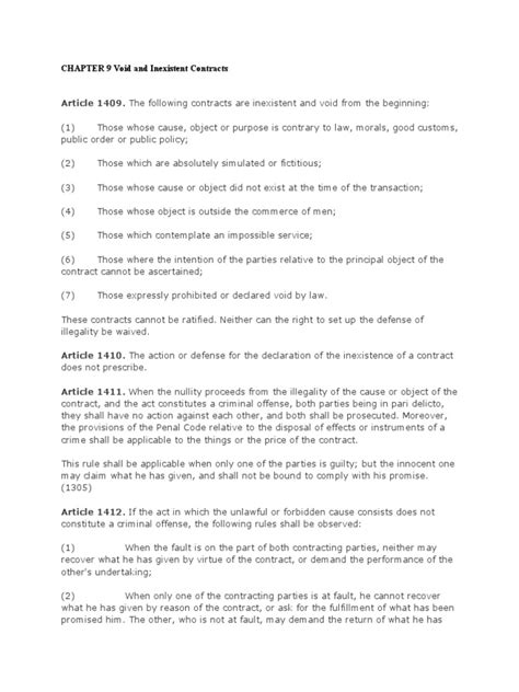 Chapter 9 Void And Inexistent Contracts Download Free Pdf Crime And Violence Crimes