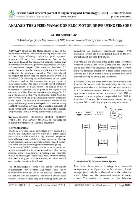 Pdf Irjet Analysis The Speed Manage Of Bldc Motor Drive Using Sensors