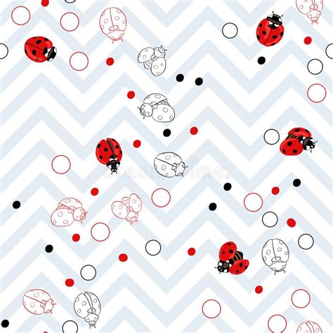 Ladybug Seamless Pattern Texture Background Stock Vector