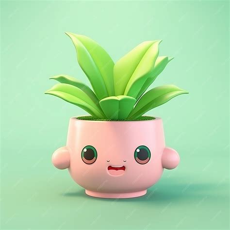 Premium Ai Image Very Simple Pot Cute Kawaii Chibi Plant A Character