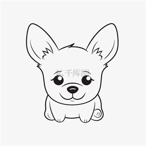 可爱的小狗画在白色背景轮廓素描 向量素材图片免费下载 千库网