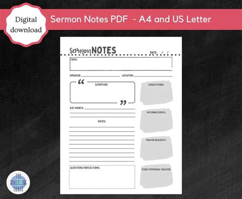 Printable Sermon Notes Pdf Church Notes Instant Download Us