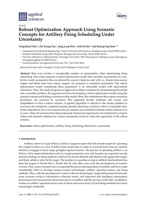 Pdf Robust Optimization Approach Using Scenario Concepts For Artillery Firing Scheduling Under