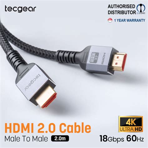 Tecgear Hdmi Cable 4k 60hz High Speed Hdmi Male To Male 2 0 Cable Hdmi