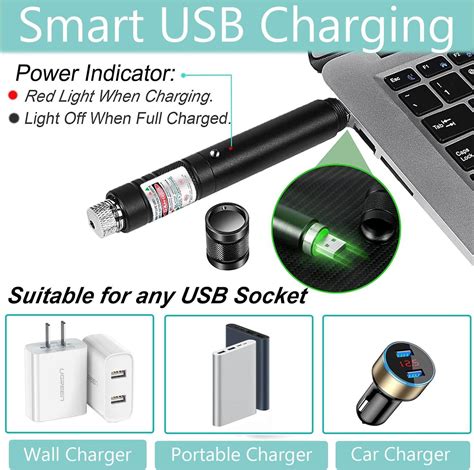 High Power Rechargeable Green Laser Pointer For Camping And Hiking 2000m Range Usb Charger